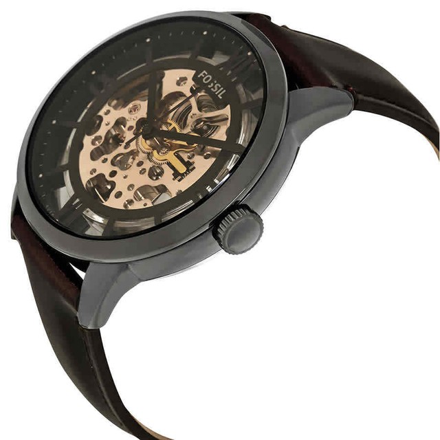 Fossil Townsman ME3098 Automatic Skeleton Dial Men's Watch - Dark Brown ...