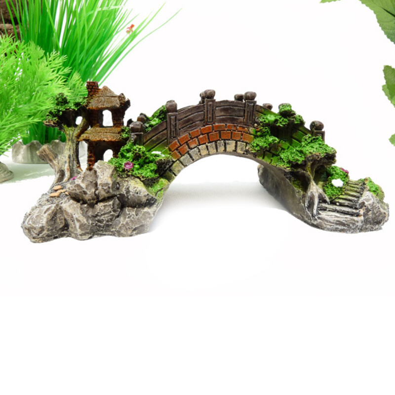 Aquarium Resin Bridge Fish Tank Ornament Arch Tree Pavilion Landscape ...