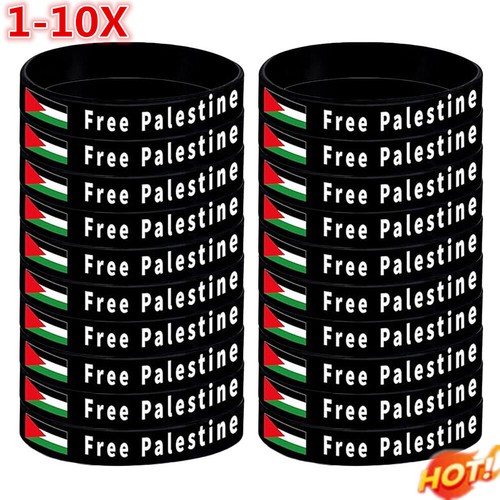 1-10X Free Palestine Silicone Wrist Band Palestine Flag Bracelet ...