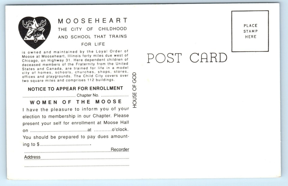 POSTCARD Mooseheart City of Childhood School That Trains for Life | eBay