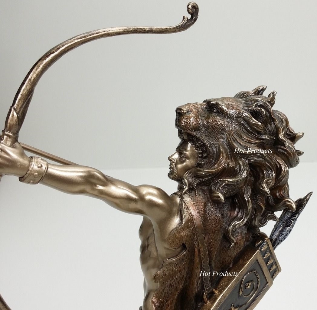 Hercules W Bow & Nemean Lion Skin Greek Mythology Statue Bronze Finish ...