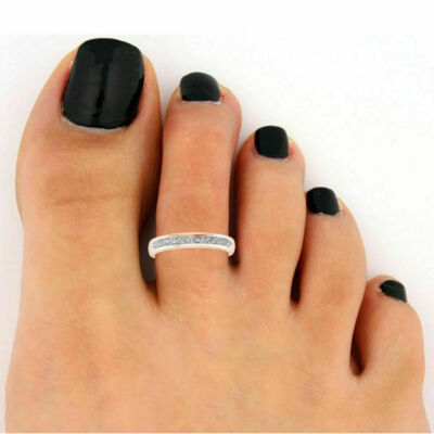 Channel Set Adjustable Toe Ring 18K Rose Gold Plated .35 Round ...