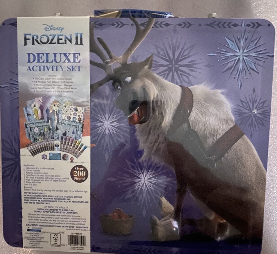 Disney Frozen II Kids Deluxe Activity Set Over 200 Pieces Metal Carry ...