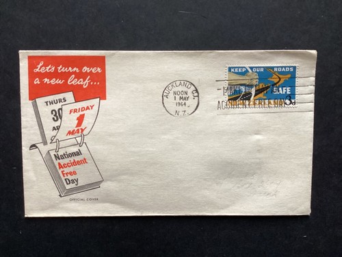 NZ 1964 Road Safety FDC, Official brand Auckland Slogan, unaddressed ...