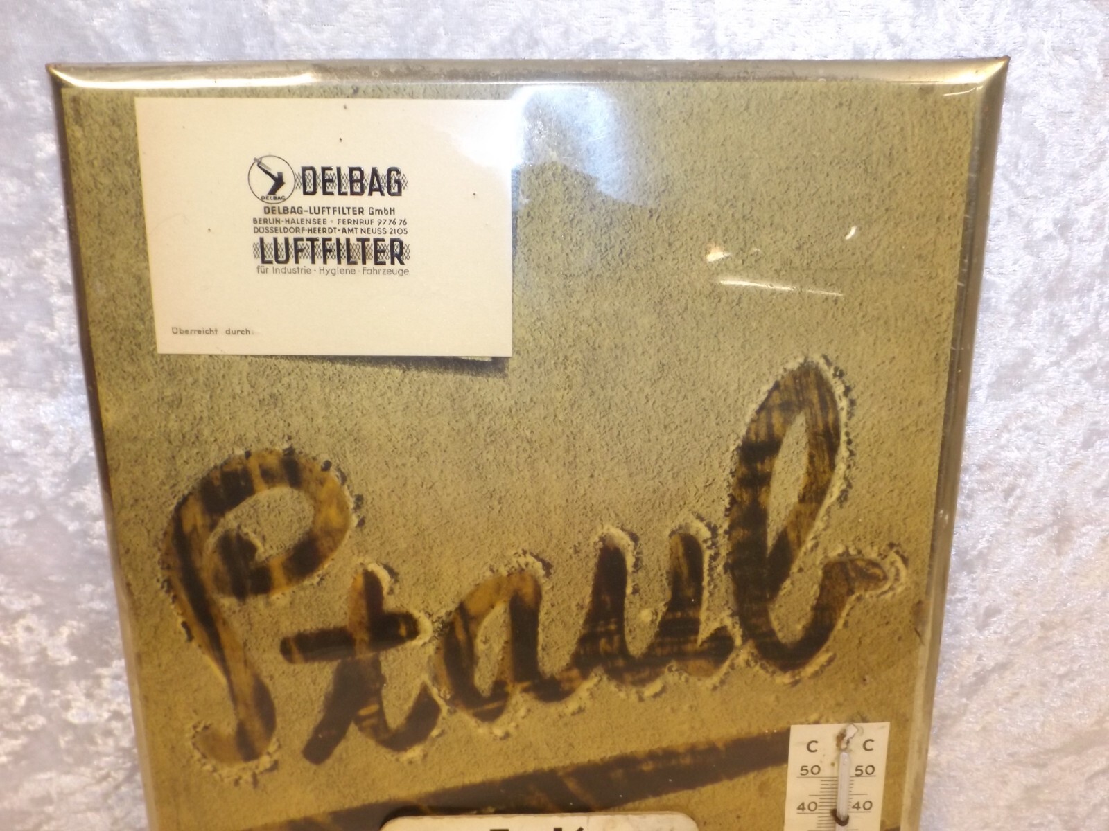 DELBAG Luftfilter 1949 Alter Kalender / Schild Kalender mit Thermometer ...