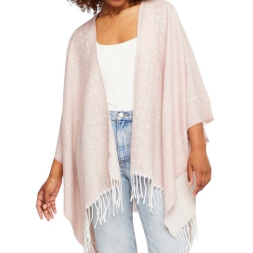 Gentle Fawn Blush Pink & White Hermosa Fringed Reversible Wrap, Size M ...