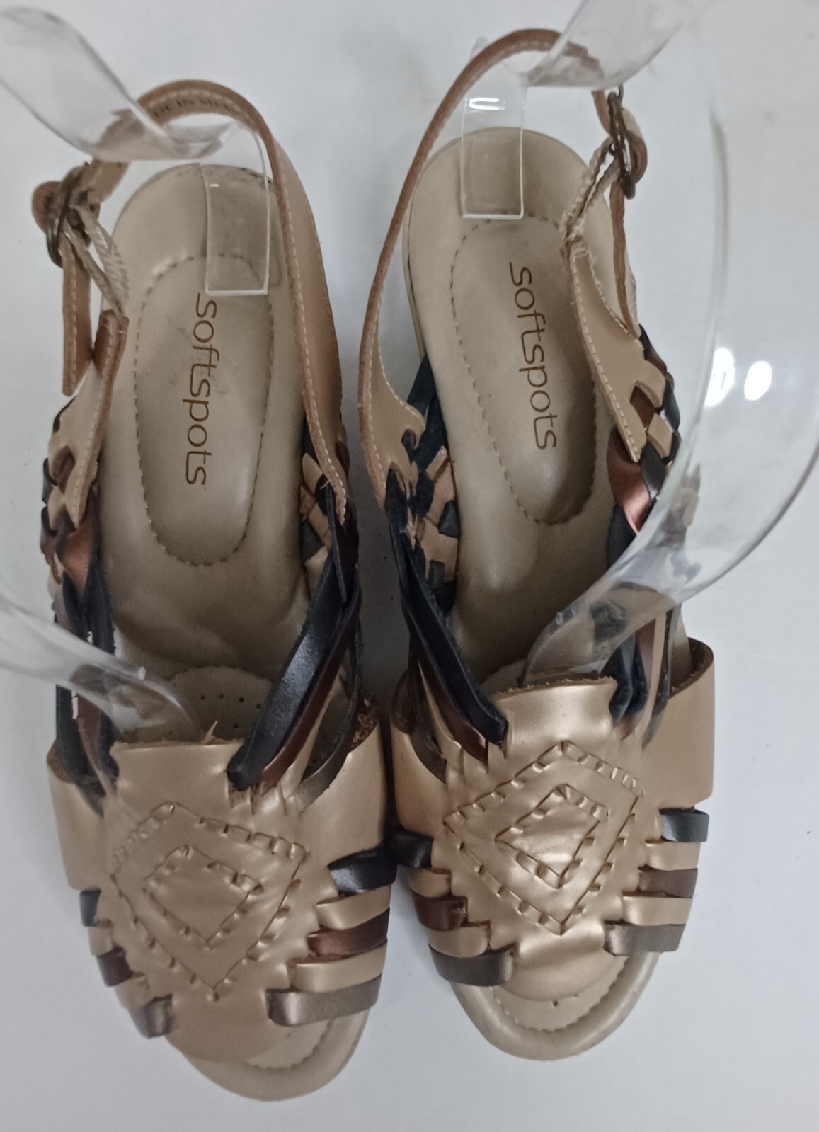 Softspots Womens 8 N Leather Slingback Huarache Comfort Sandals Shoes ...