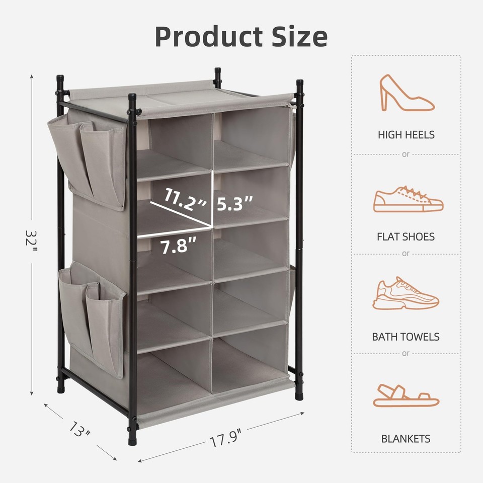 STORAGE MANIAC Stackable Shoe Cubby Organizer, Free Standing Shoe Cube ...
