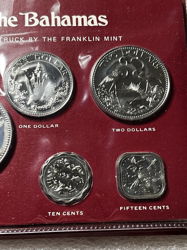 1975 Bahamas Uncirculated Specimen Coin Set – 9 Coins w/ COA (Franklin ...