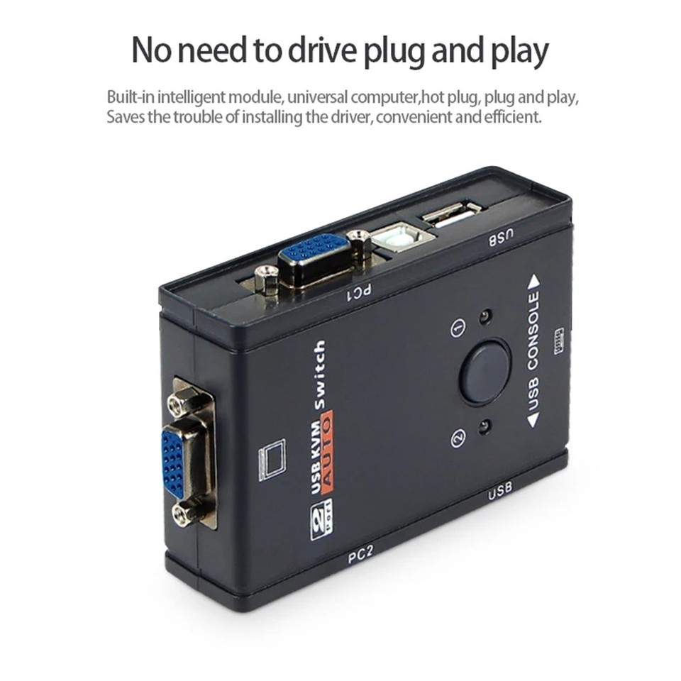 VGA KVM 2 Ports VGA Splitter für Maus -Tastaturdrucker Share Switcher ...