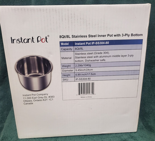 Insta Pot Replacement Stainless Steel Inner Pot 8 Quart NEW IN SEALED ...