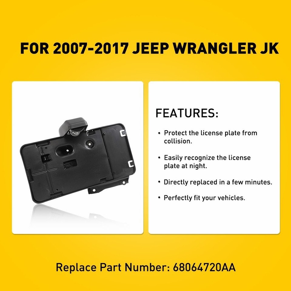 Rear License Plate Tag Bracket &Light For Jeep Wrangler Jk 2007 To 2017 ...