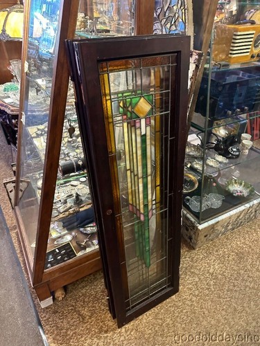 Pair of Stained Leaded Glass Cabinet Doors / Windows Circa 1915 Window ...