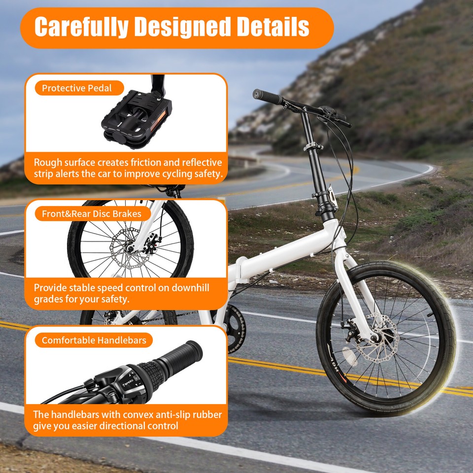 20 inch Folding Bike Dual Disc Brake Foldable Bicycle Adult City ...