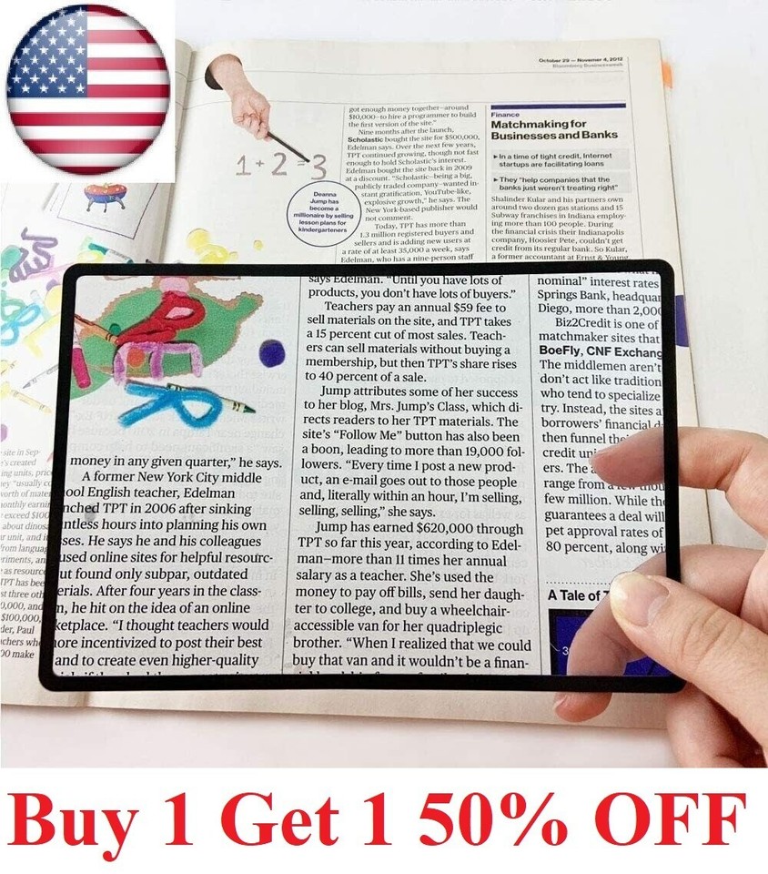 4PCS Reading Loupe Magnifying Glass Book Page Magnifier Lens 3 ...