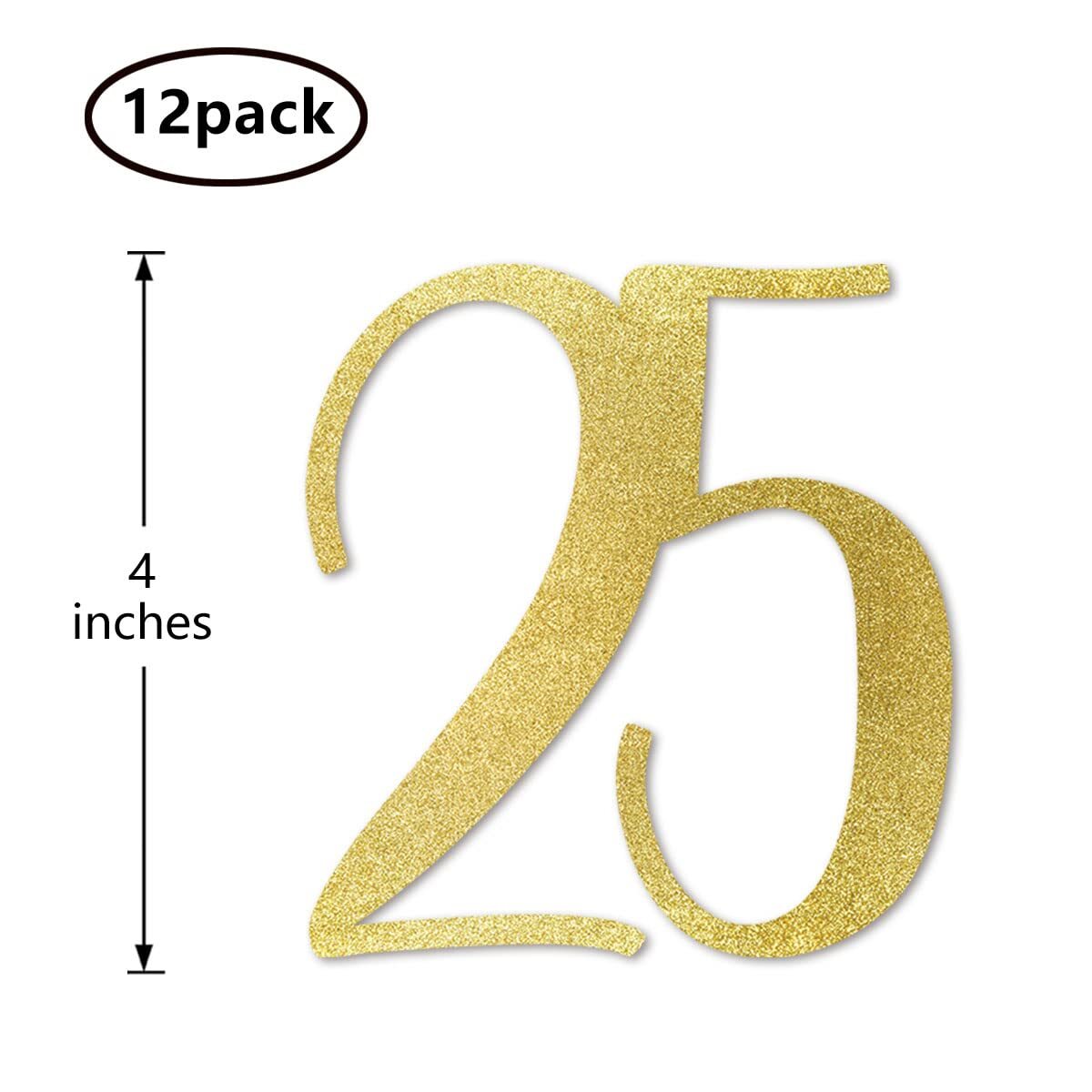 Gold Glitter 25 Cut-Out Numbers 25th Birthday Party Anniversary ...