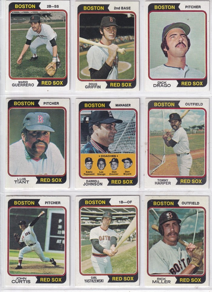 1974 Topps Boston Red Sox Team Set (30 Cards) | eBay