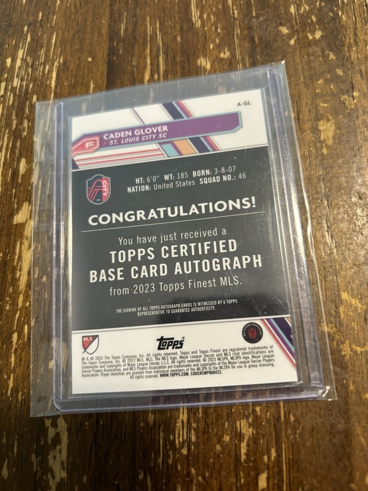Caden Glover Auto Rookie Card /75 Topps Finest Aqua Refractor St. Louis ...