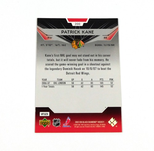 2007-08 UD Black Diamond Patrick Kane #200 Rookie Blackhawks | eBay