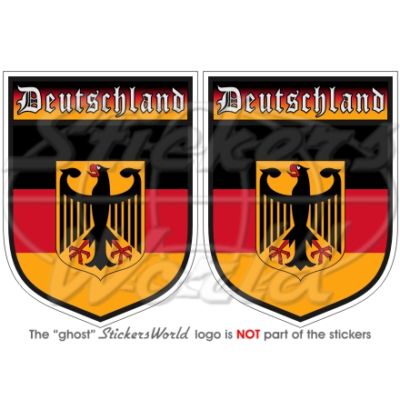 GERMANY Shield Deutschland German 75mm (3") Bumper Stickers Decals x2 ...