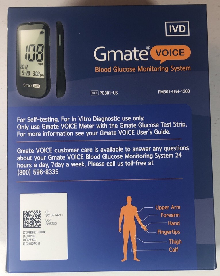 Gmate VOICE Talking Blood Glucose Monitoring System - NEW 8809301160336 ...