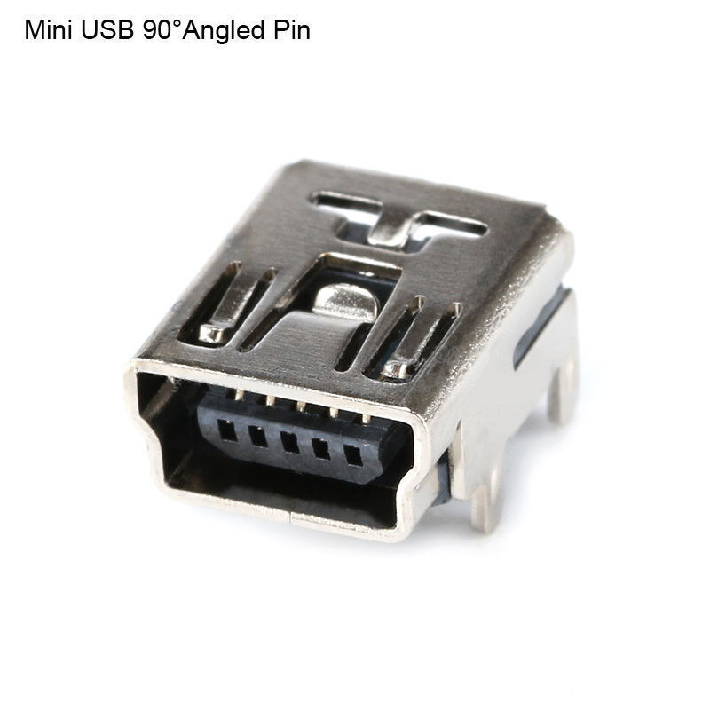 Mini USB Type B Female Connector DIP 5PF Socket 90°Angled Pin PCB Port ...