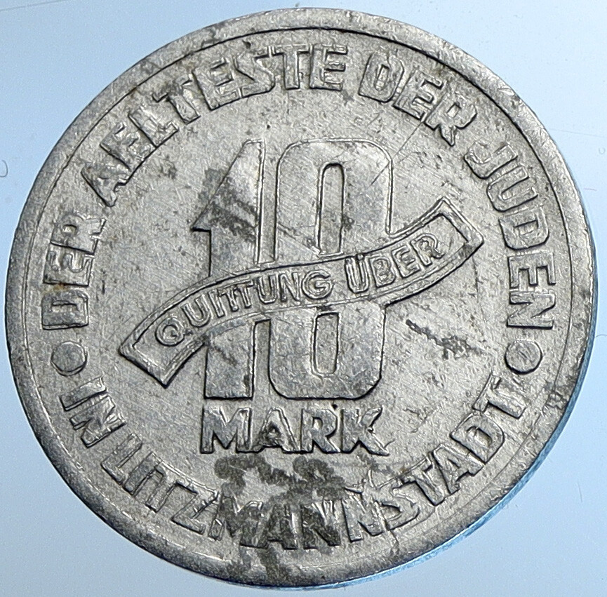 1943 POLAND Lodz Ghetto Polish World War WWII OLD Aluminum 10 Mark Coin ...