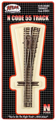 Atlas N Scale Code 55 #5 Right-Hand Turnout/Switch Model Train Track ...