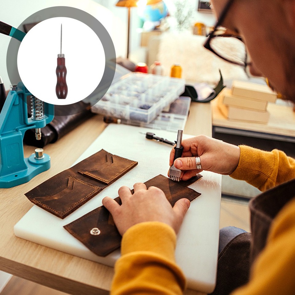 5 Pcs Craft Sewing Awl Wooden Handle Tool Kits for DIY | eBay Australia