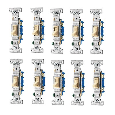 10x 15-Amp Single-Pole Ivory Beige Tan Home Toggle Electrical Wall ...