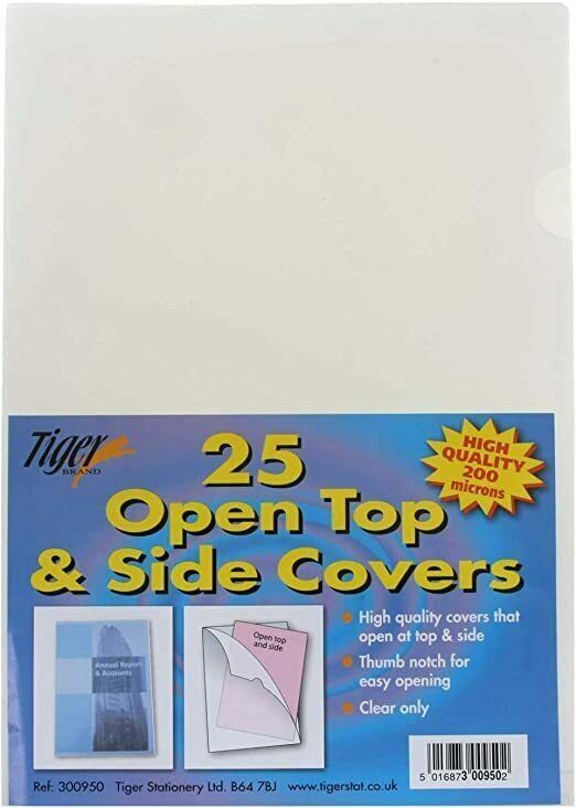 A4 Open Top & Side Files Clear Report Folders Presentation Filing ...