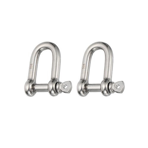 2Pcs 316 Stainless Steel Screw Pin Shackle D Shackle 5mm 3/16" 176lb ...