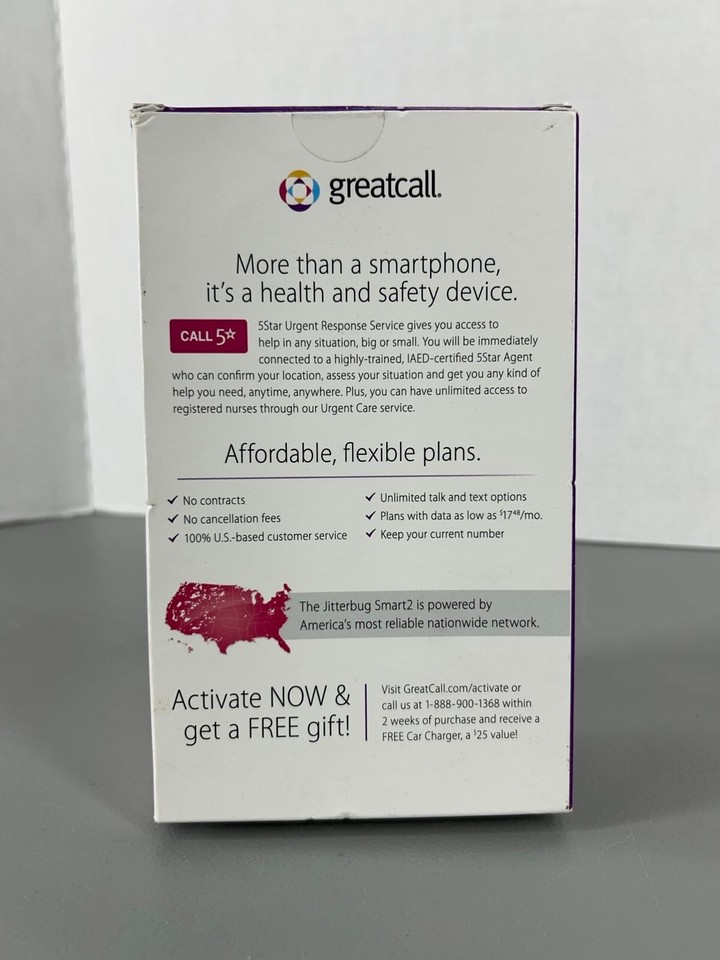 GreatCall - Jitterbug Smart2 Smartphone for Seniors - Black - NEW/Open ...
