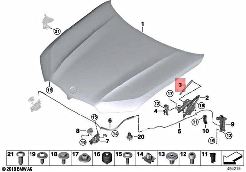Genuine BMW X5 G05 G07 X5 30dX Gas Pressure Spring Bonnet Passive ...