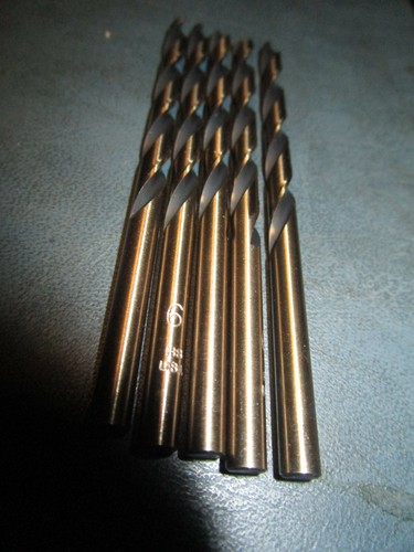 (5) #6 HSS 135° Split Point Black & Gold Finish Jobber Drill | eBay