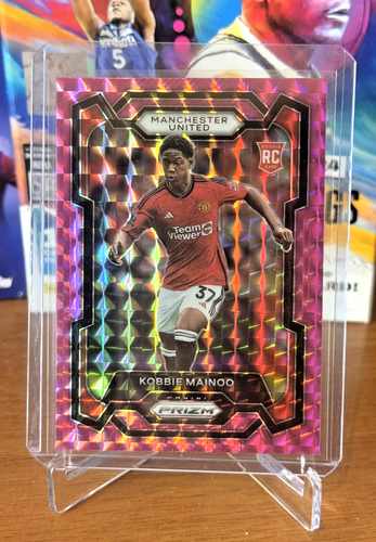 23-24 Panini Prizm Soccer Kobbie Mainoo RC #38 Pink Mosaic Manchester ...
