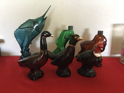 Avon Collectable Assorted Animal Glass Bottles Figurine Fish Birds Set ...