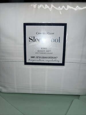 Charter Club Sleep Cool 400 Thread Count Hygrocotton® Sheet Set, King, White | eBay