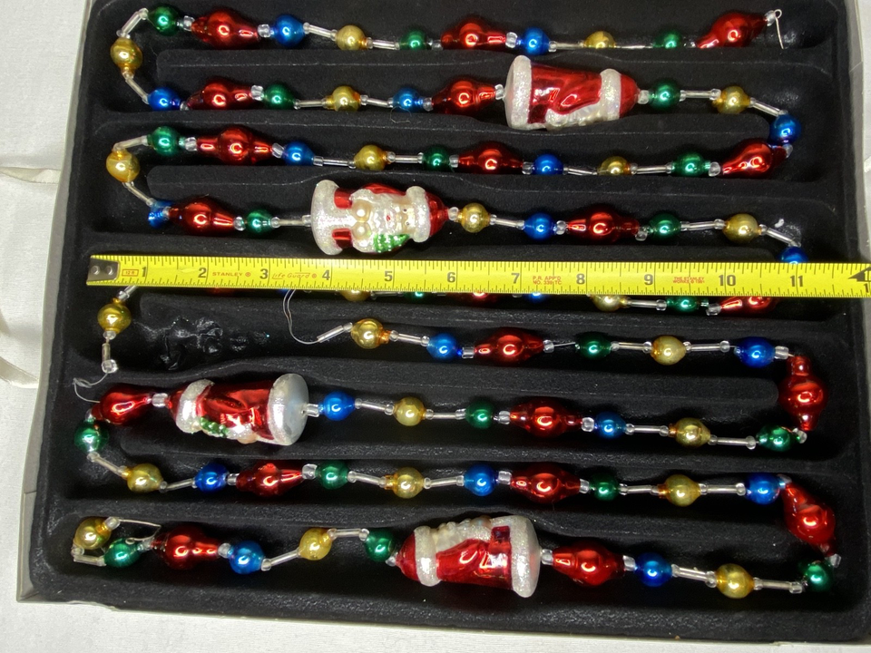 Thomas Pacconi Blown Glass Garland Set of 2 Santa & Christmas Trees w ...