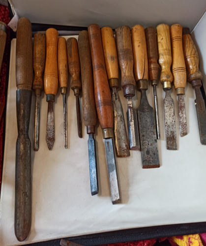 14 x Chisel / gouge - Vintage wood handle hand tools Woodwork Carpentry ...