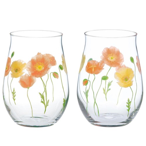 Toyo Sasaki Glass Tumbler Glass Flower Pattern Hanafumi Approx. 400ml ...