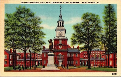 Independence Hall Commodore Barry Monument Philadelphia Pa Linen ...