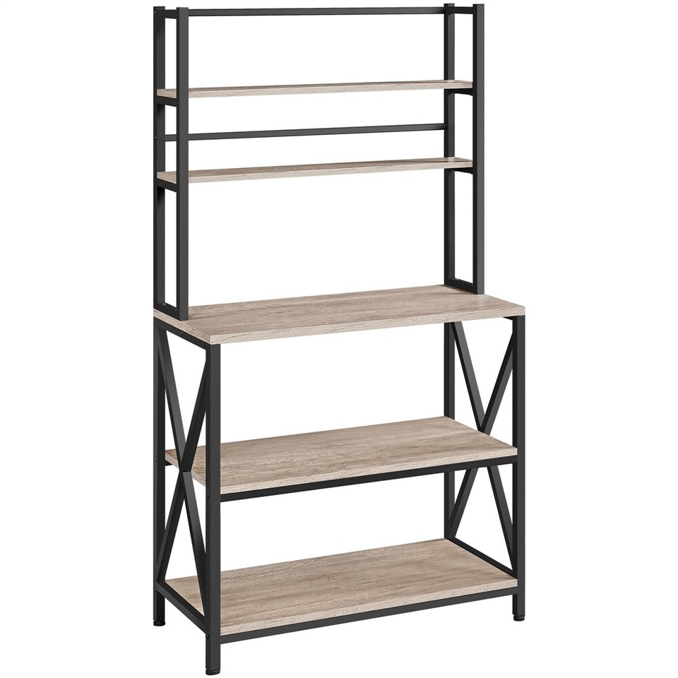 Baker’s Rack Kitchen Rustic Utility Storage Shelf Unit w/5 Shelves ...