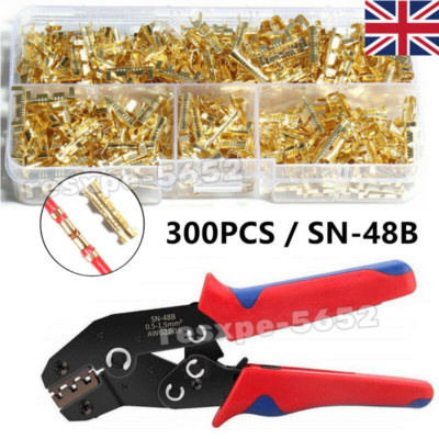 300pcs Car Brass Crimp Electrical Connector Terminal 0.5-1.5mm² Wiring ...