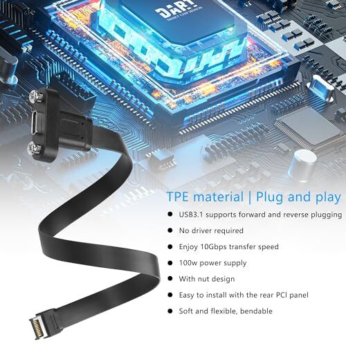 2 Pack USB 3.1 Front Panel Header -C Extension Cables with Panel Mount ...