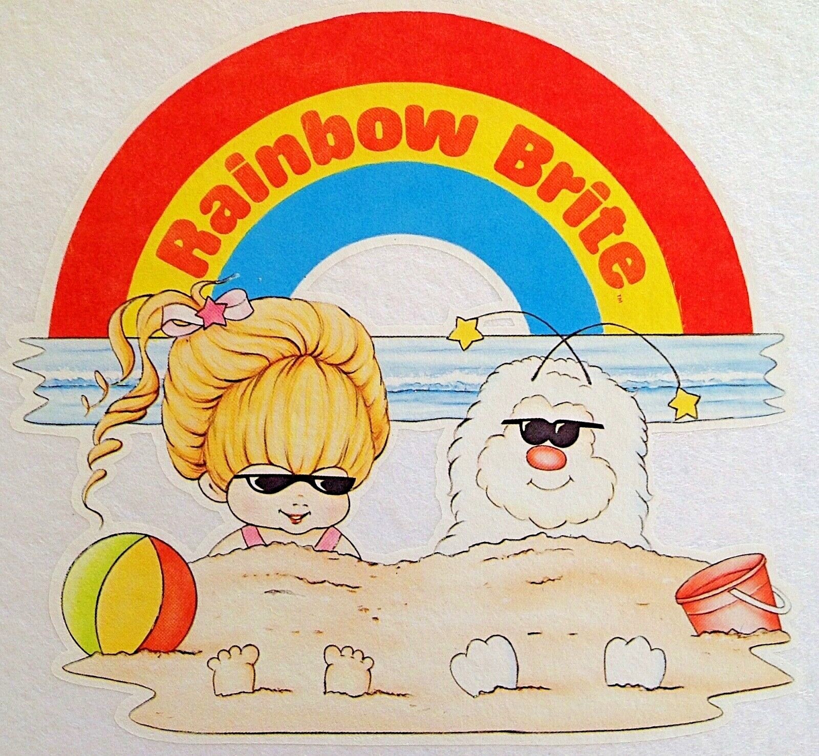 Original Vintage Rainbow Brite At The Beach Iron On T… - Gem