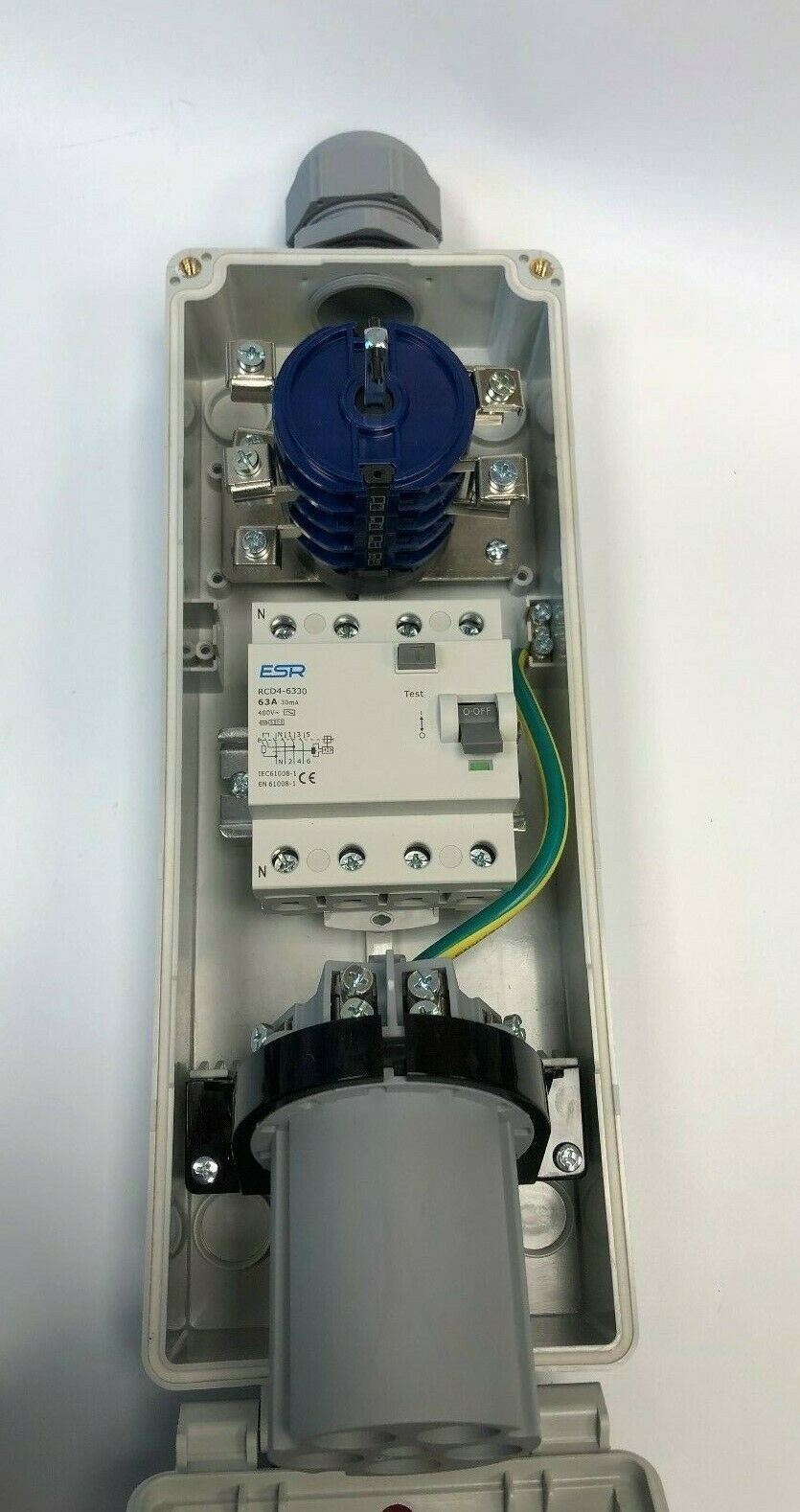 Red 63A Switched Interlock Socket 5 Pin With RCD 3P+N+E IP67 415V 63Amp ...