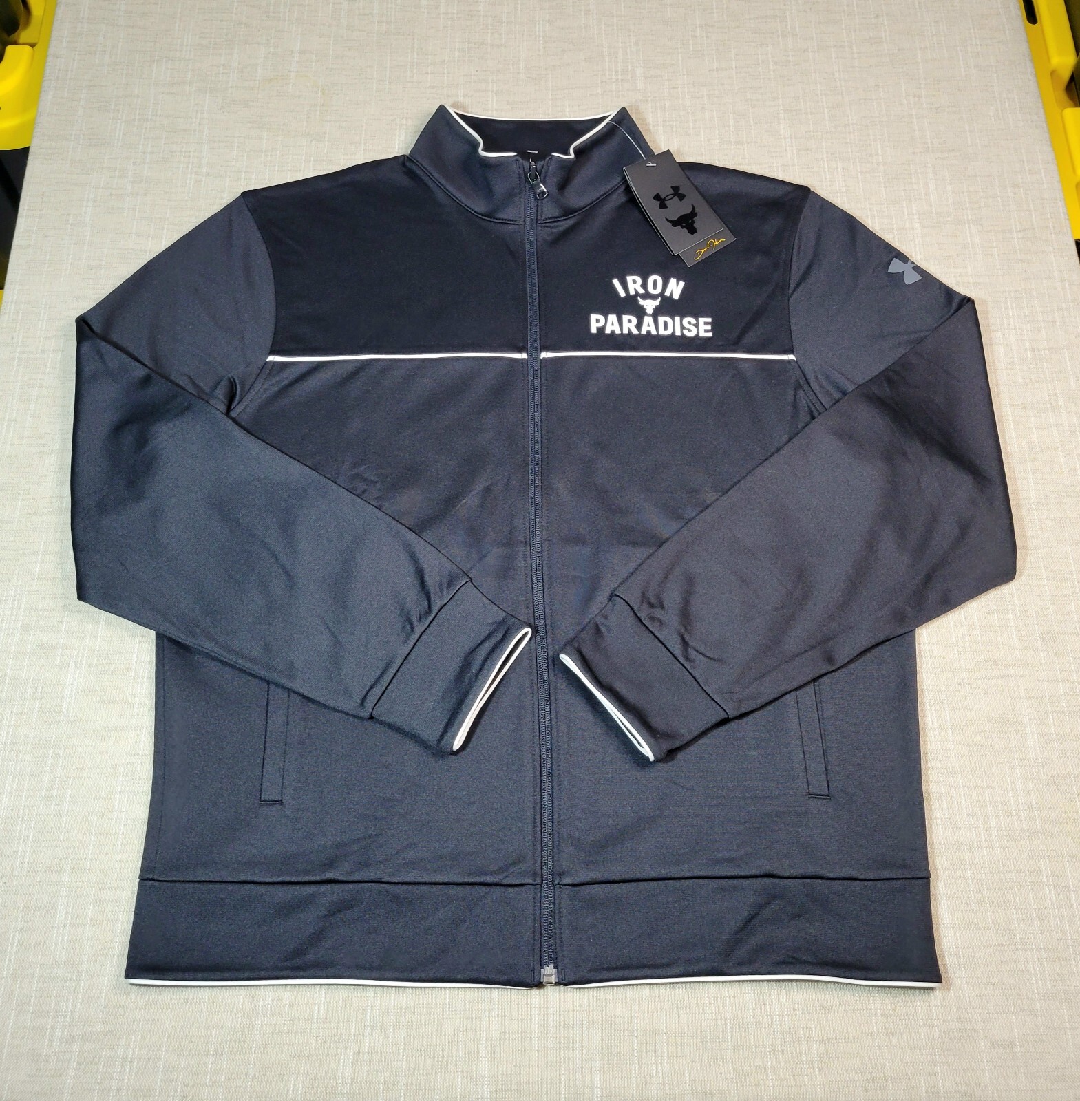 UNDER ARMOUR Project Rock Track Jacket Medium Large Mens Black Iron ...