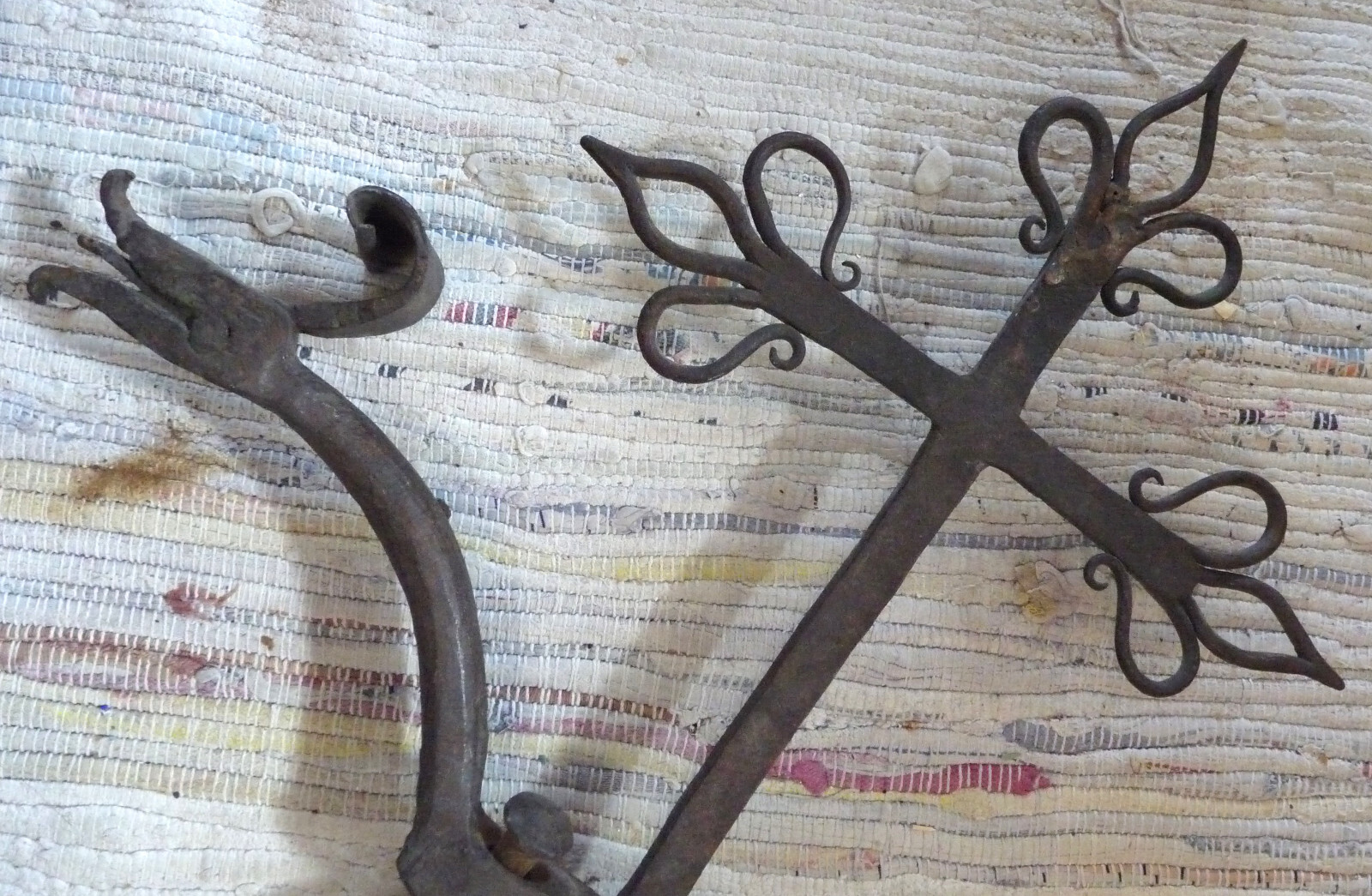Antique hand forged hanging sign bracket primitive wrought iron ...