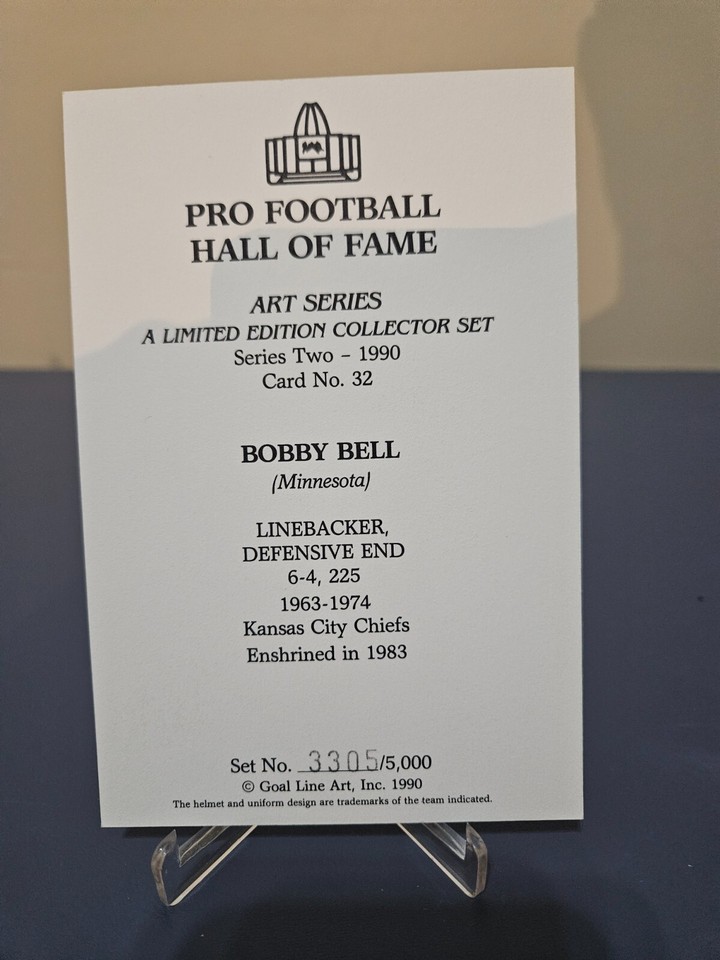 Bobby Bell Signed 1990 Football HOF Goal Line Art Card GLAC - #/5,000 ...